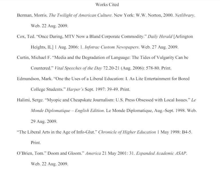 MLA Works Cited Page: Format, Templates & Examples | Paperpal